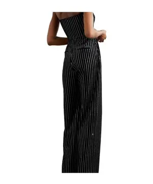 Alex Perry Crystal-embellished Strapless Velvet Jumpsuit