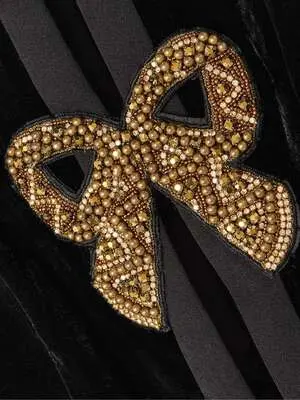 Saloni Camille Velvet Gown With Bow Embellishments