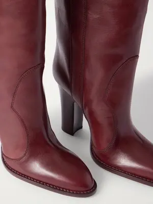 Paris Texas Knee High Block Heel Leather Boots