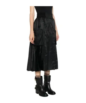 Sacai Quilted Pleated Midi Skirt