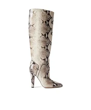 Paris Texas Snake-effect Leather Knee Boots - Nude