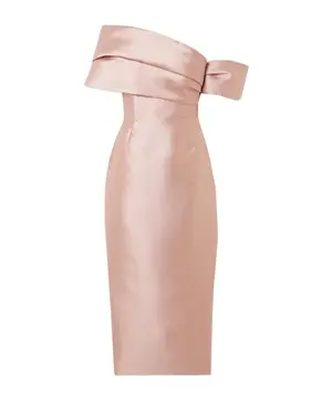 Solace Off-the-shoulder Faille Midi Dress - No