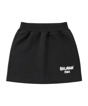 Balmain Elastic Waist Pleated Skirt With Logo - No