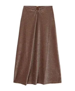 Johanna Ortiz Lurex Shimmer Midi Skirt With Twisted Detail - No