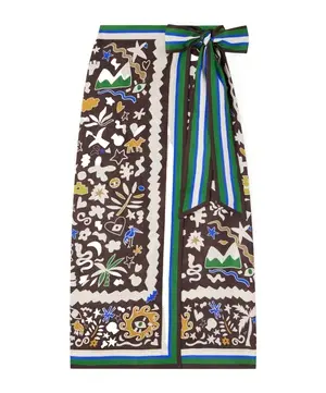 ALEMAIS Printed Linen Wrap Skirt - No