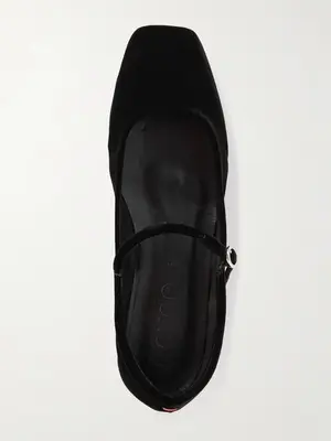 AeydĒ Velvet Mary Jane Ballet Flats