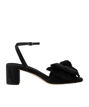 LOEFFLER RANDALL Loeffler Randall Black Bow Embellished Block Heel Sandals No