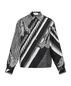 Versace Tassel-print Silk Shirt - Black