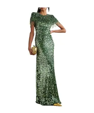 Jenny Packham Embellished Satin Gown