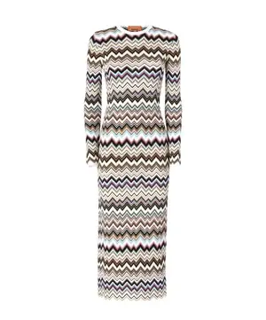 Missoni Zig Zag Motif Long Sleeve Maxi Dress