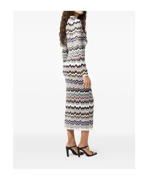 Missoni Zig Zag Motif Long Sleeve Maxi Dress