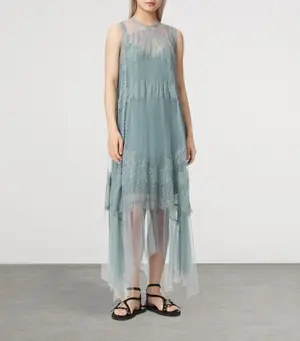 ALLSAINTS Lace Overlay Clara Dress - Blue