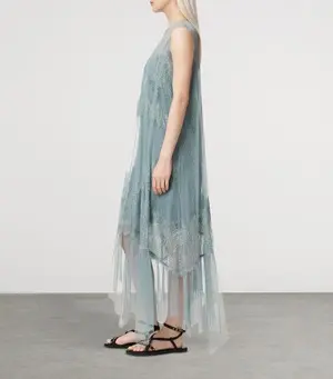 ALLSAINTS Lace Overlay Clara Dress - Blue