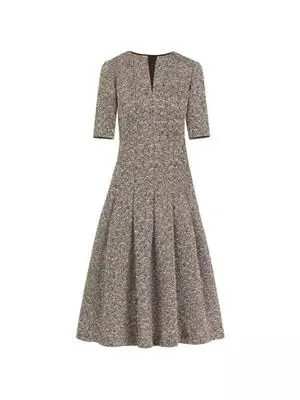 Oscar De La Renta Tweed Midi Dress - Brown