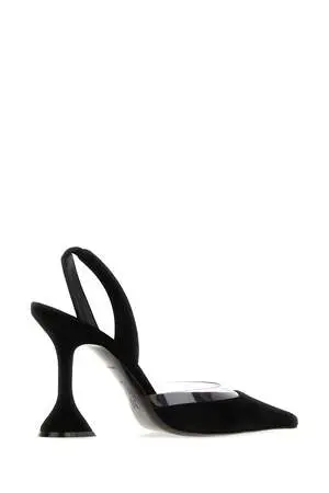 Amina Muaddi Suede Lara Slingback Pumps