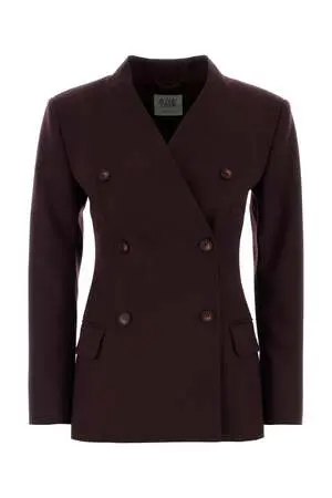 LE SULLY STUDIO Double-breasted Stretch Flannel Blazer