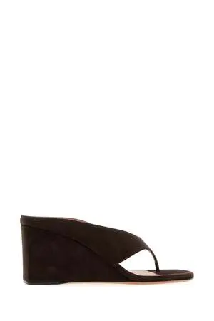 Alaïa Dark Suede Thong Mules