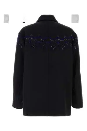 Dries Van Noten Wool Blend Coat With Sequined Embroidery