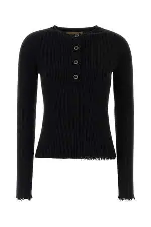 UMA WANG Cashmere Henley Sweater - Black