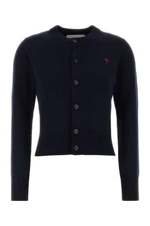 AMI Paris Navy Wool Cardigan - Blue