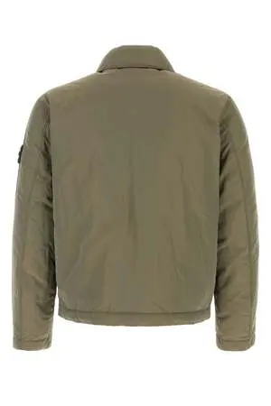 Stone Island Army Polyester Blend Down Jacket
