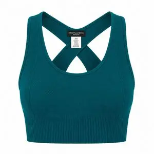 HEART AND SOUL Teal Axis Cross-back Activewear Crop Top