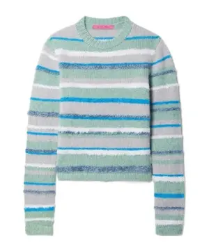 THE ELDER STATESMAN Striped Cashmere Blend Sweater - Blue