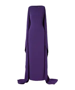 Solace Kaila Cape-effect Crepe Gown - No