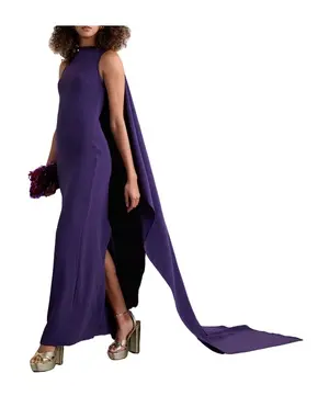 Solace Kaila Cape-effect Crepe Gown