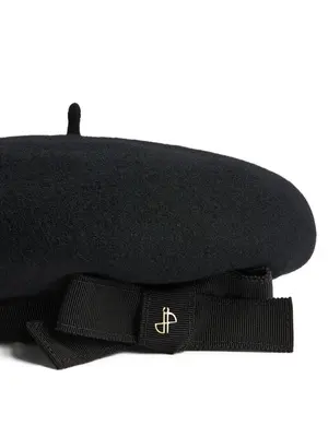 PATOU Grosgrain Bow Wool Beret