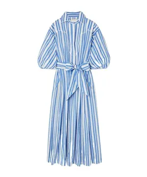 Johanna Ortiz Belted Striped Cotton-voile Midi Dress - No