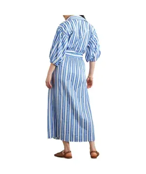 Johanna Ortiz Belted Striped Cotton-voile Midi Dress