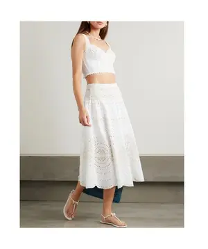 Charo Ruiz Ibiza Anglaise Cotton-blend Midi Skirt