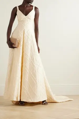 EMILIA WICKSTEAD Pleated Seersucker Gown