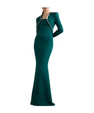 SAFIYAA LONDON Crystal-embellished Stretch-crepe Gown