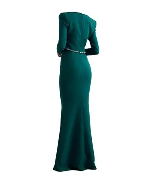 SAFIYAA LONDON Crystal-embellished Stretch-crepe Gown