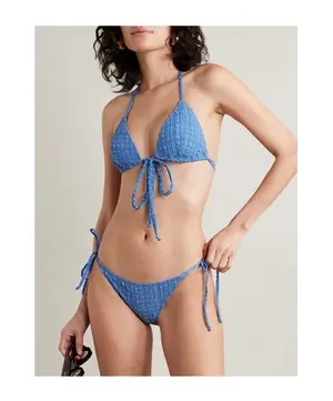 Lisa Marie Fernandez Striped Seersucker Triangle Bikini