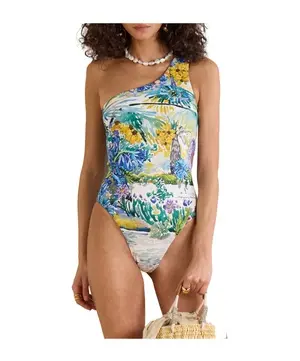 MARY KATRANTZOU One-shoulder Printed Swimsuit