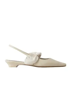 NEOUS Uba Bow-embellished Faille And Leather Slingback Flats - No