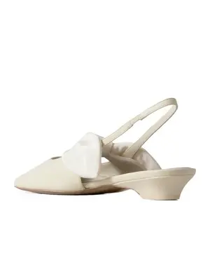 NEOUS Uba Bow-embellished Faille And Leather Slingback Flats