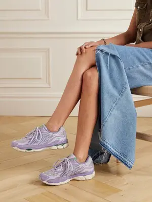 Asics Leather And Suede-trimmed Mesh Sneakers