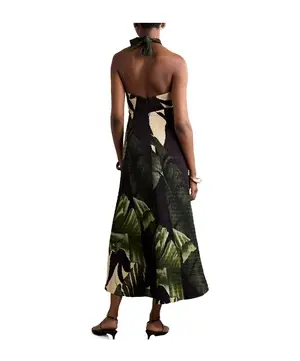 Johanna Ortiz Halterneck Midi Dress With Tropical Print And Cut-out Detail