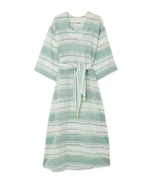 ADMONA Lightweight Striped Cover-up Dress With Tie Waist