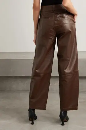 GOLDSIGN High Waist Straight Leg Leather Pants