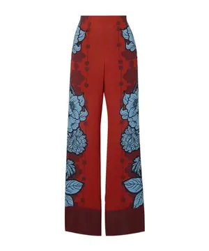 Borgo De Nor Floral Printed Satin Trousers - Red