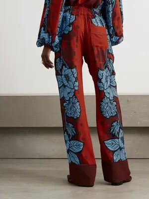 Borgo De Nor Floral Printed Satin Trousers