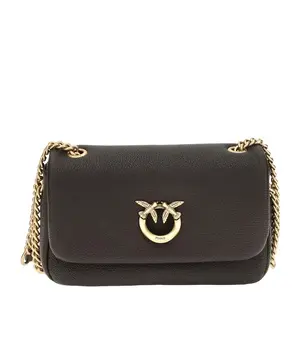 Pinko Love Birds Foldover Top Shoulder Bag - Brown