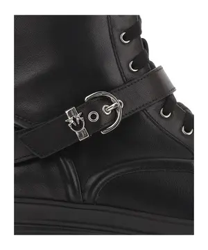 Pinko Buckled Lace-up Combat Boots