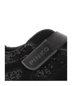 Pinko Flat Sole Sneakers With Sequins And Velcro Closure