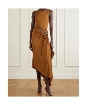 Christopher Esber Asymmetrical Draped Boatneck Maxi Dress